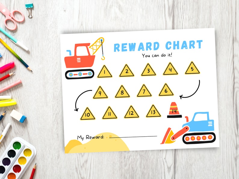 Printable Construction Reward Chart Builder Kids Behavior - Etsy