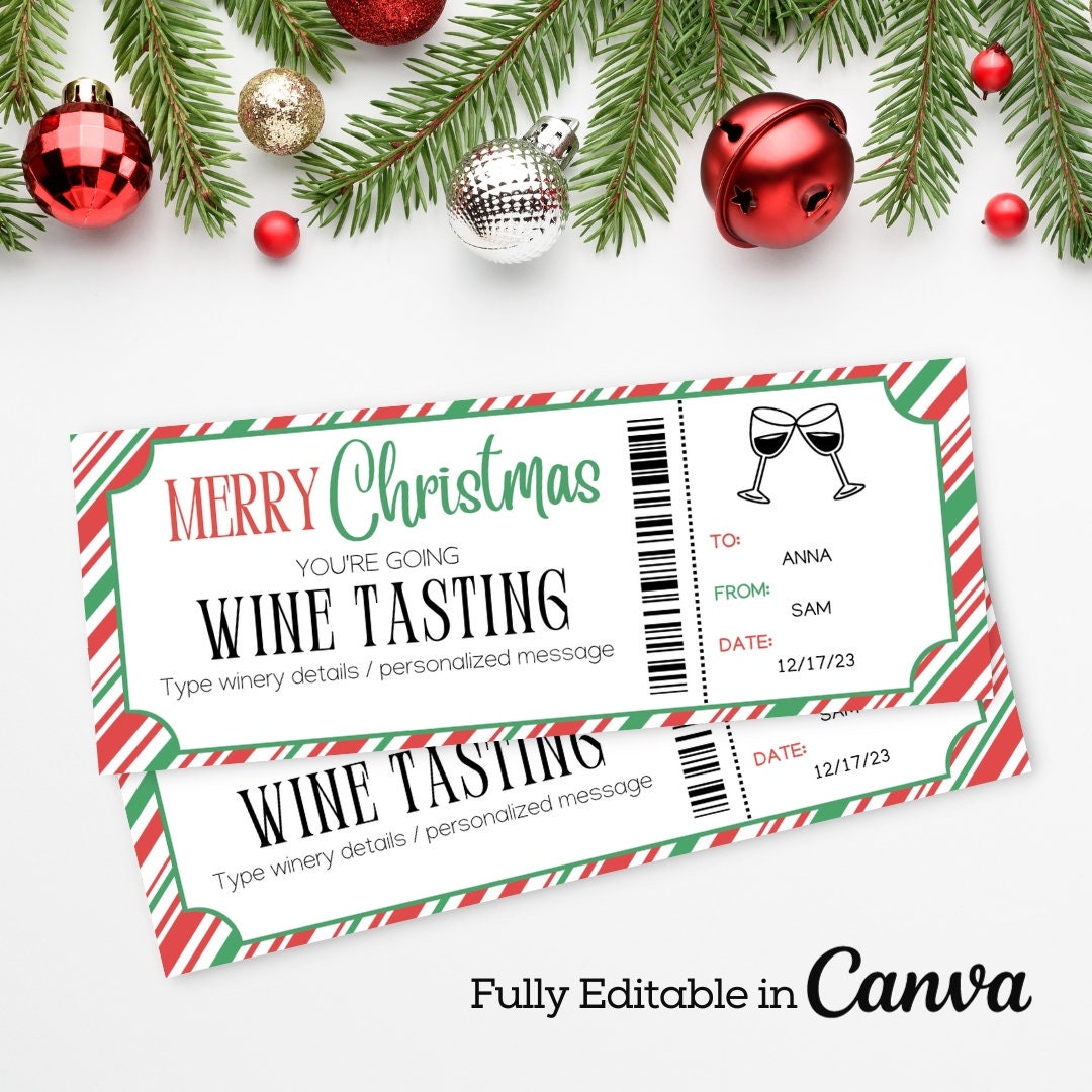 Christmas Wine Tasting Gift Ticket | Winery Trip Certificate | Wine ...