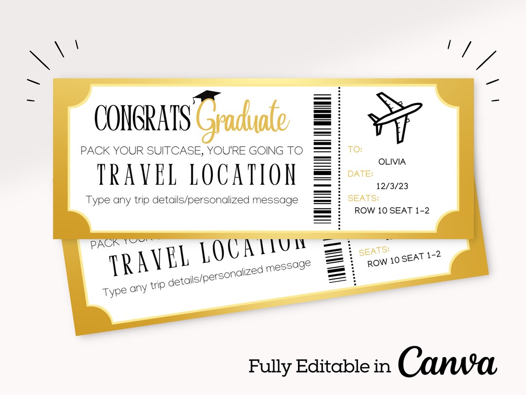 Graduation Boarding Pass Template | Graduation Ticket | Graduation Gift ...