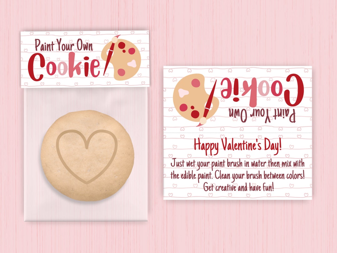Valentines Day Paint Your Own Cookie Bag Topper | PYO Pink Cookie Bag ...