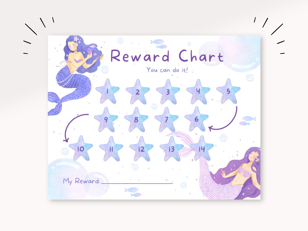 Mermaid Reward Chart for Kids | Behavior Chart Printable | Chore Chart ...