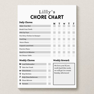 Minimalist Weekly Chore Chart Printable | Modern Chore Chart | Simple ...