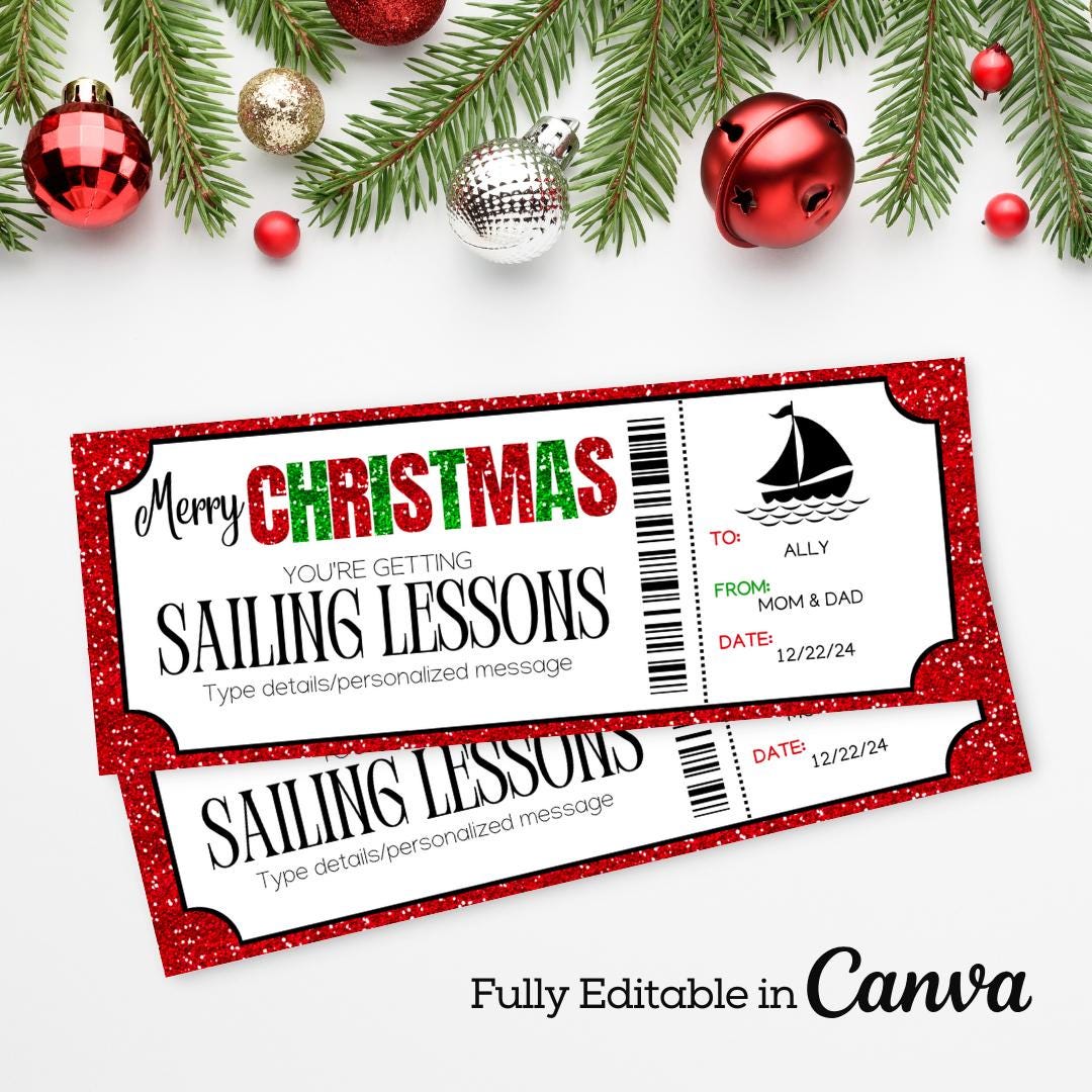 Editable Sailing Lessons Gift Certificate Template | Christmas Sailing ...