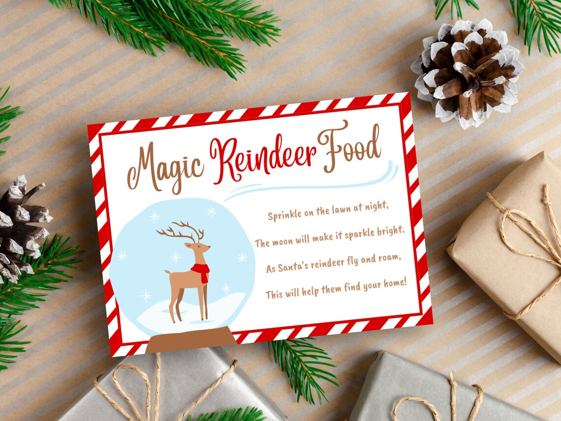 Magic Reindeer Food Tags Printable Kids Christmas Tag DIY - Etsy