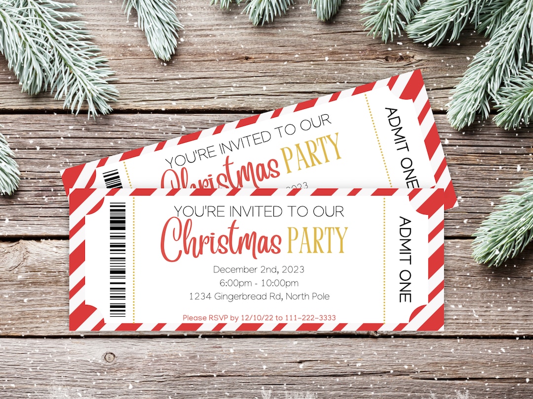 Christmas Party Event Ticket Printable | Editable Event Ticket | Event ...