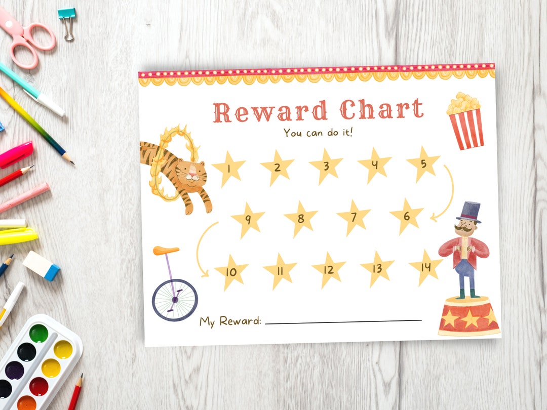 Circus Reward Chart for Kids | Printable Circus Behavior Chart | Kids ...