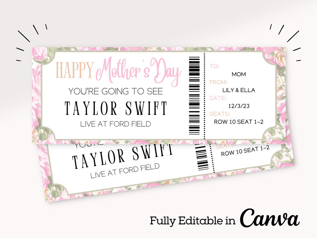 Editable Mothers Day Concert Ticket | Surprise Mothers Day Ticket ...