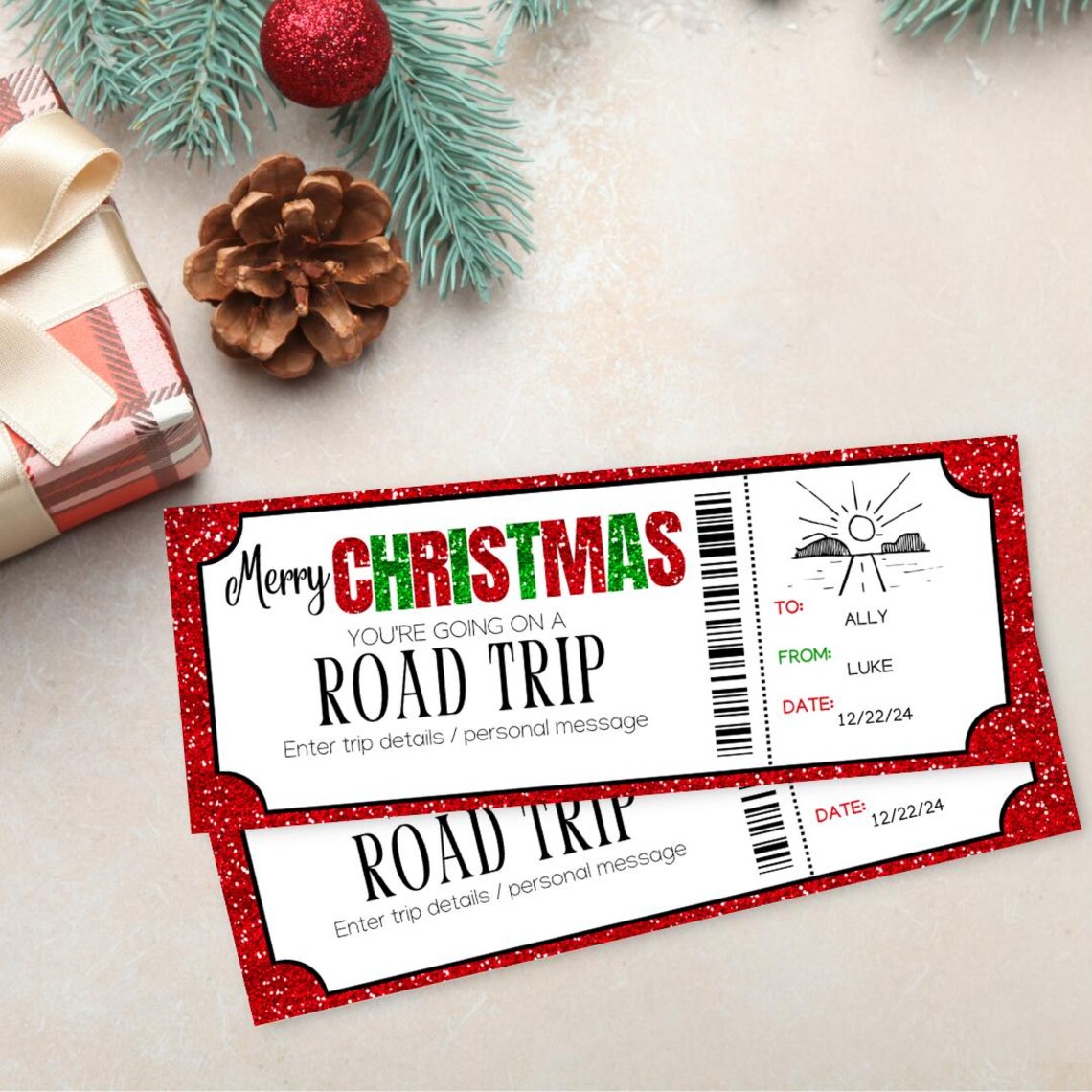 Christmas Road Trip Ticket Template | Surprise Trip Reveal | Last ...