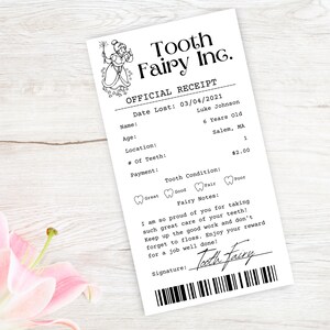 Lost Tooth Realistic Tooth Fairy Receipt | Tooth Fairy Letter | Simple ...