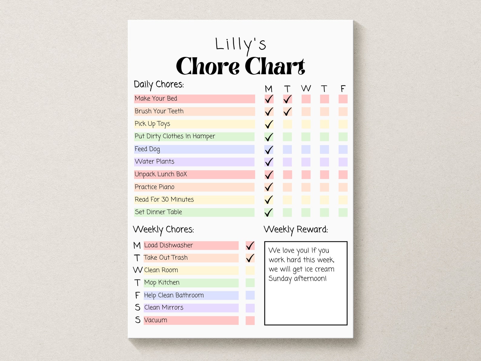 Rainbow Chore Chart for Kids Kids Chores Kids Chore Chart ...