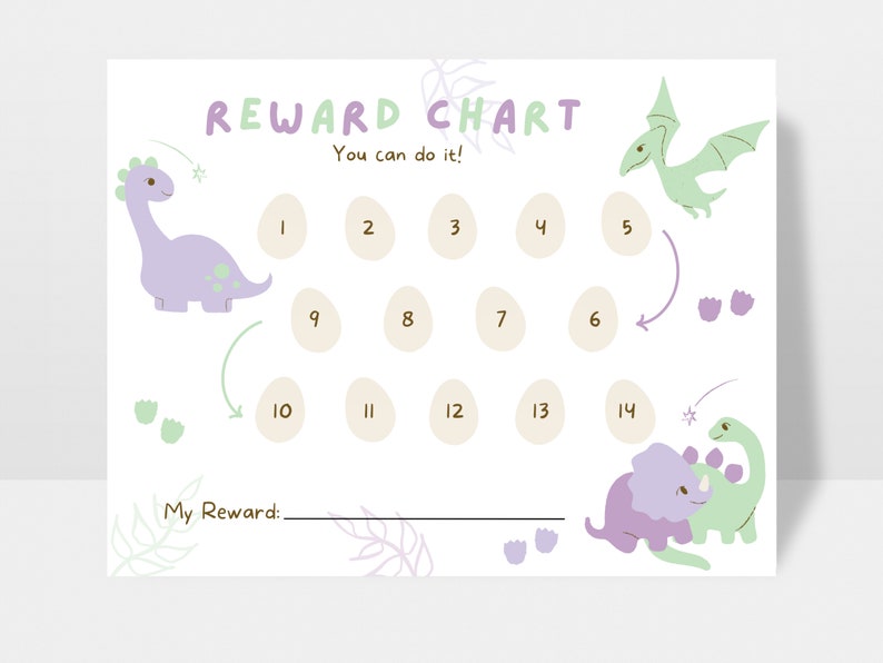 Dinosaur Reward Chart Printable Dino Behavior Chart Daily - Etsy