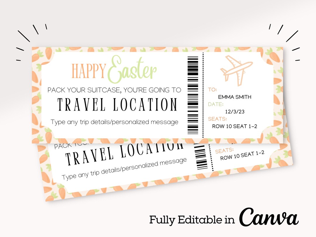 Printable Easter Holiday Surprise Ticket Gift Template | Easter Gift ...
