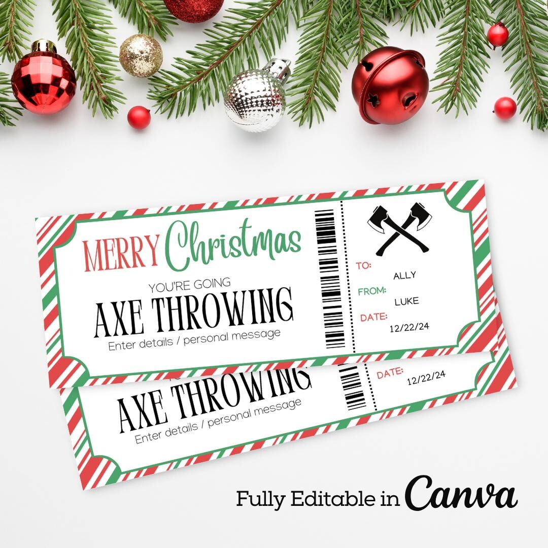 Christmas Axe Throwing Surprise Reveal Ticket | Xmas Gift Voucher | Axe ...