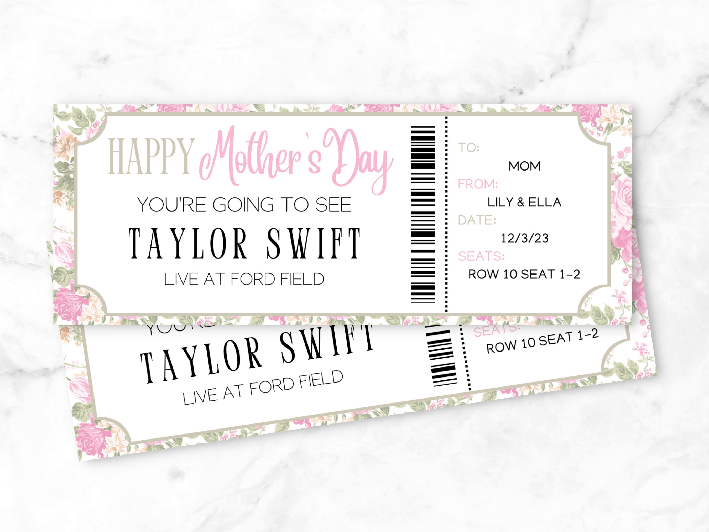 Editable Mother's Day Concert Ticket | Printable Concert Ticket ...