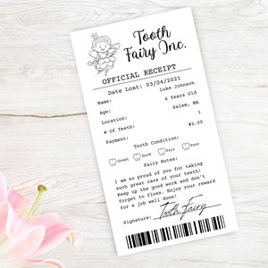 Editable Cute Tooth Fairy Receipt Printable Certificate | First Tooth ...