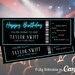 Neon Blue Concert Ticket Template Editable Surprise Birthday Gift ...