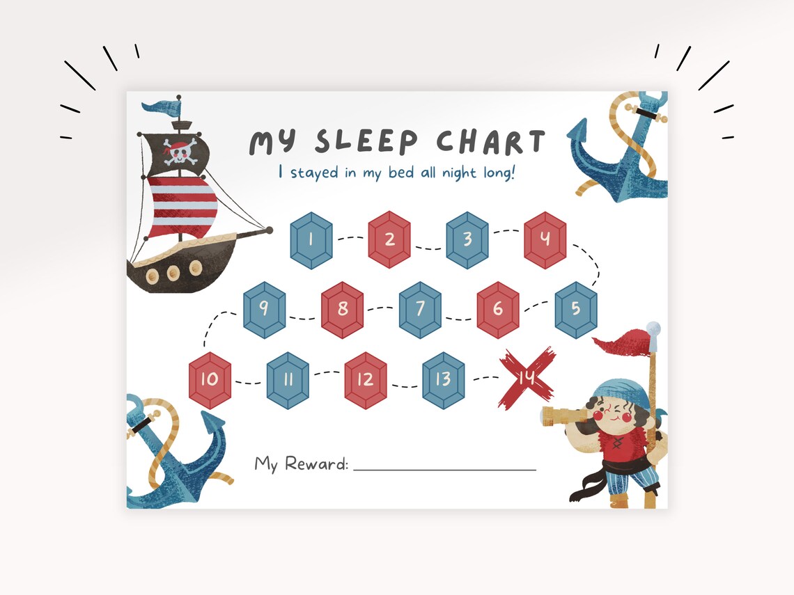 Pirate Sleep Reward Chart Printable Behavior Chart Kids - Etsy