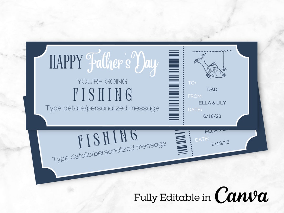 Fathers Day Fishing Gift Certificate | Fishing Ticket | Instant ...