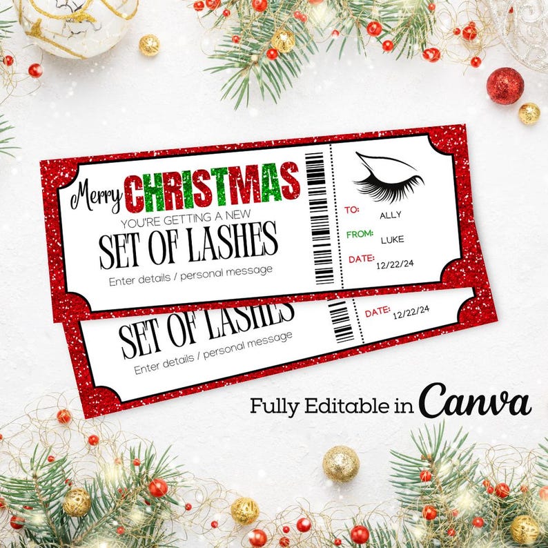 Christmas Lash Gift Ticket | Eyelash Extension Gift Certificate for Her ...