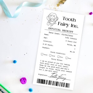 Tooth Fairy Receipt Template | Editable Tooth Fairy Letter | Digital ...