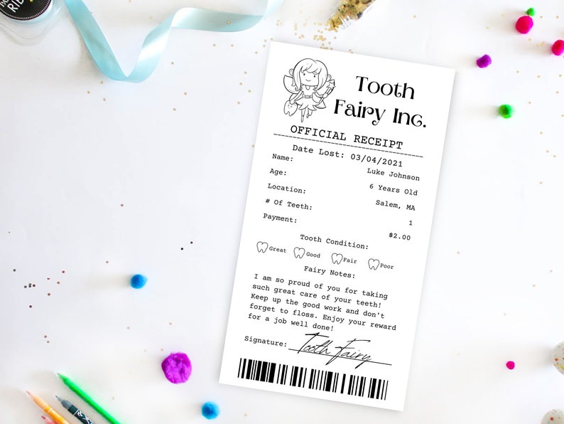Tooth Fairy Receipt Template | Editable Tooth Fairy Letter | Digital ...