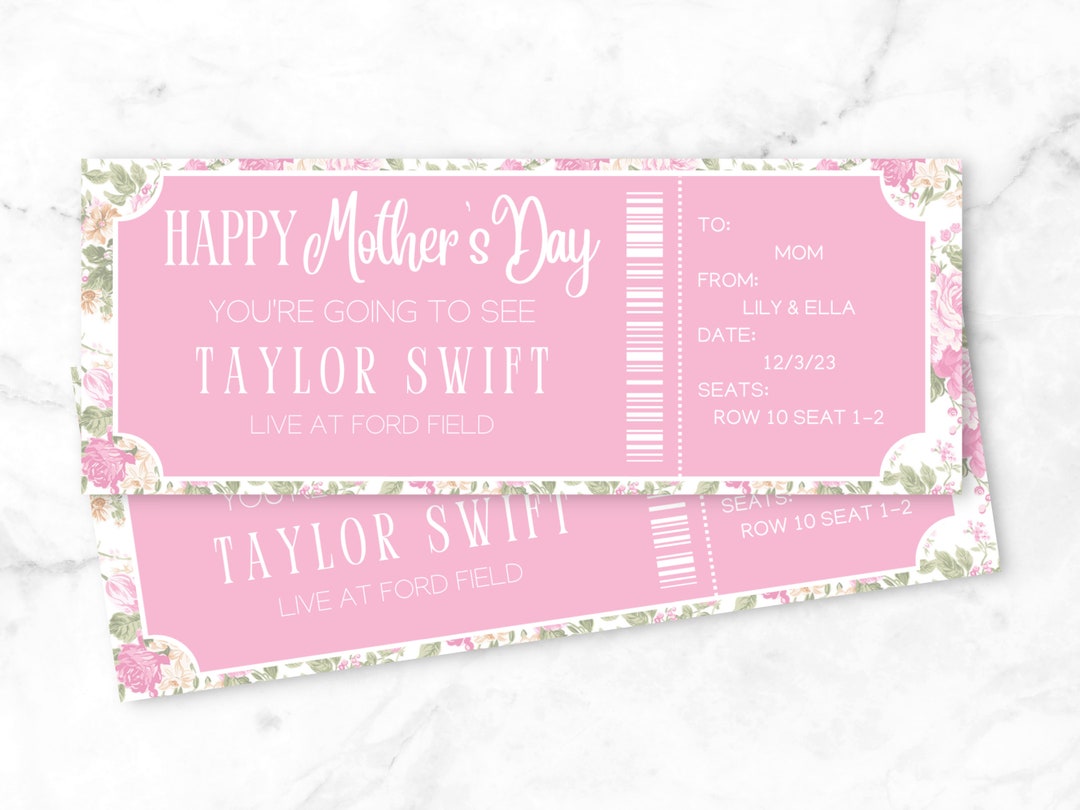 Printable Mother's Day Concert Gift Ticket | Mom Gift Certificate ...