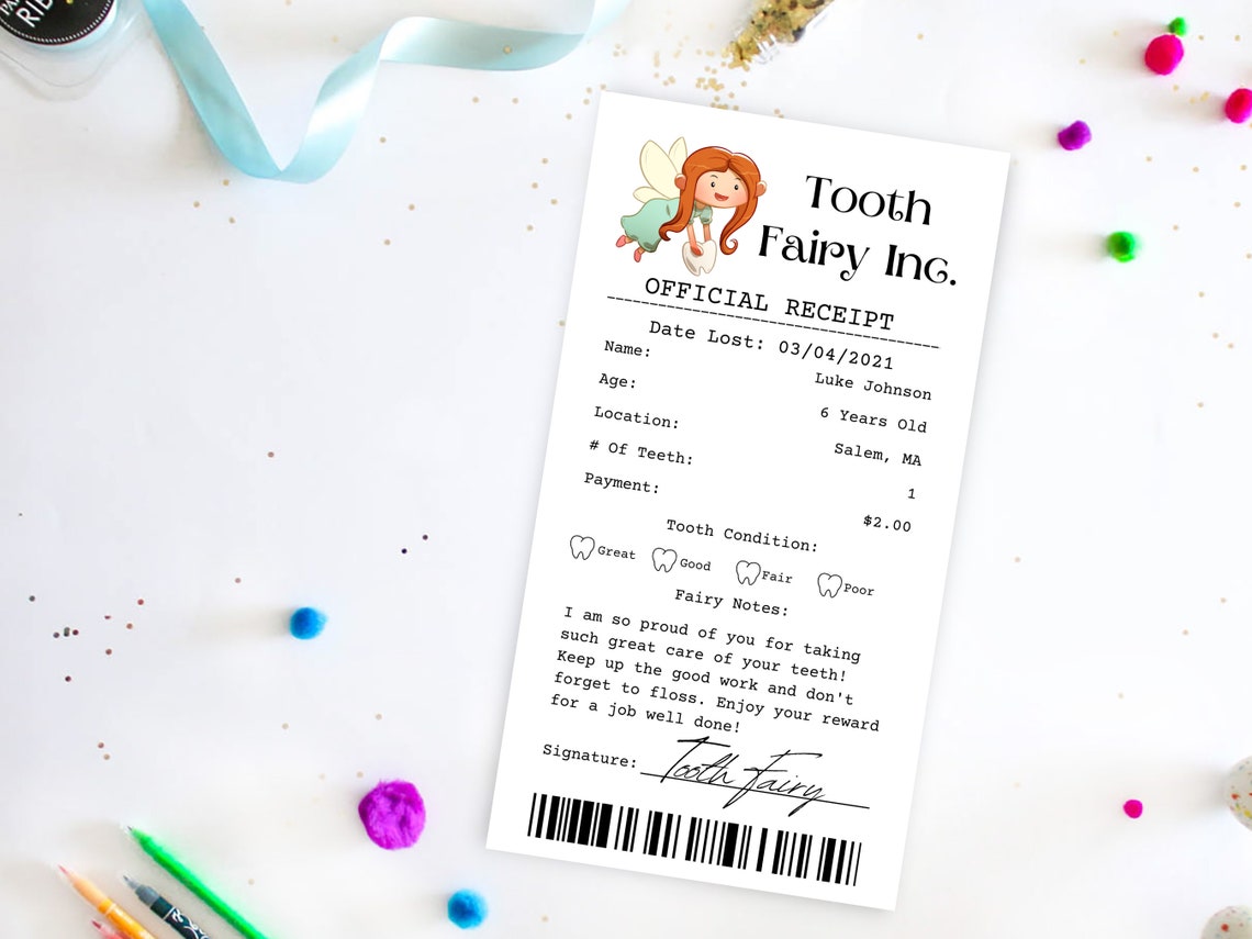 Lost Tooth Tooth Fairy Receipt Tooth Fairy Letter Lost - Etsy