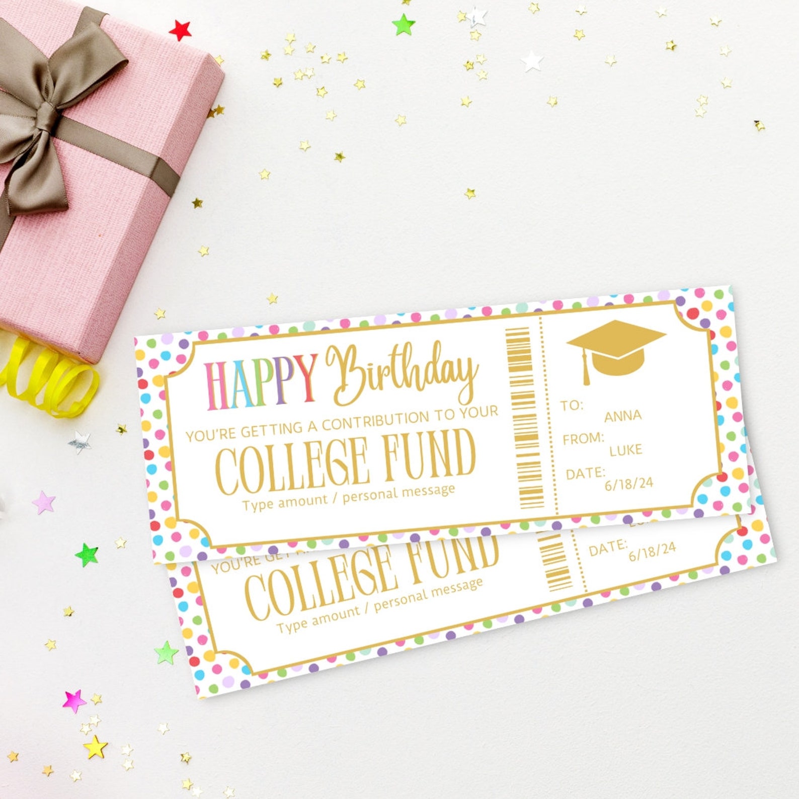 Birthday College Fund Certificate | 529 Savings Plan Gift Certificate ...