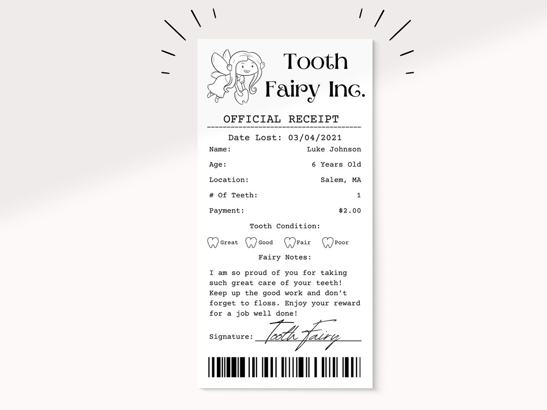 Editable Tooth Fairy Receipt | Tooth Fairy Letter | Printable ...
