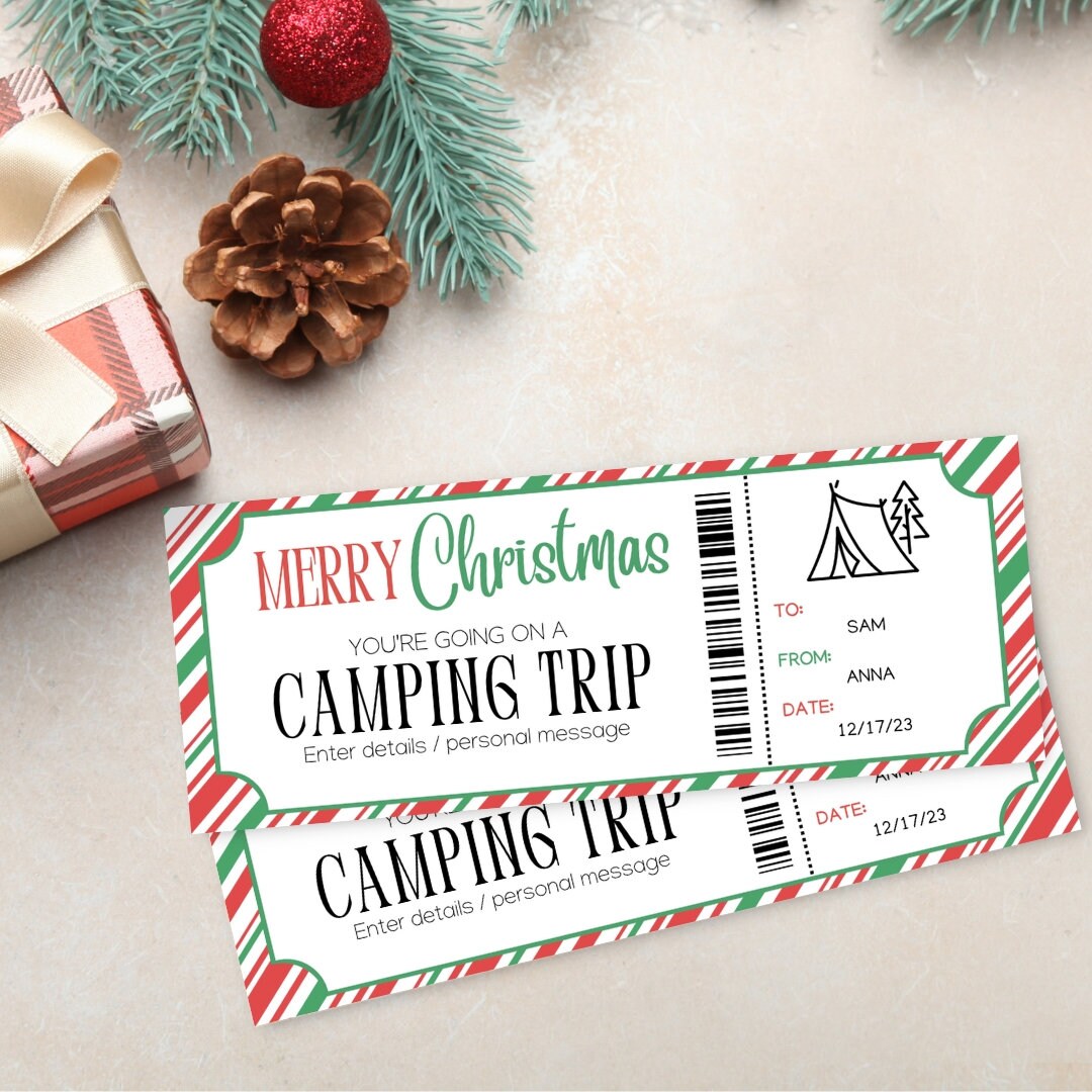 Christmas Camping Trip Surprise Gift Voucher | RV Trip Printable ...