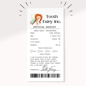 Lost Tooth Tooth Fairy Receipt | Tooth Fairy Letter | Lost Tooth ...