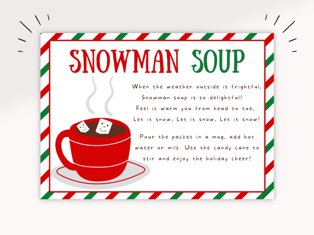 Snowman Soup Printable Tag | Christmas Tag | Christmas Goody-bag ...