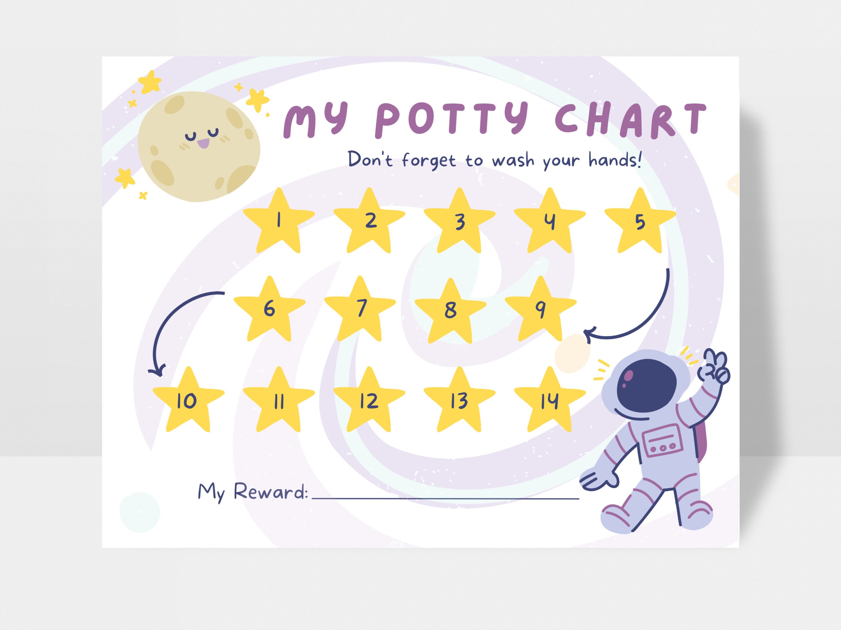 Astronaut Potty Chart Printable Space Reward Chart for - Etsy Canada
