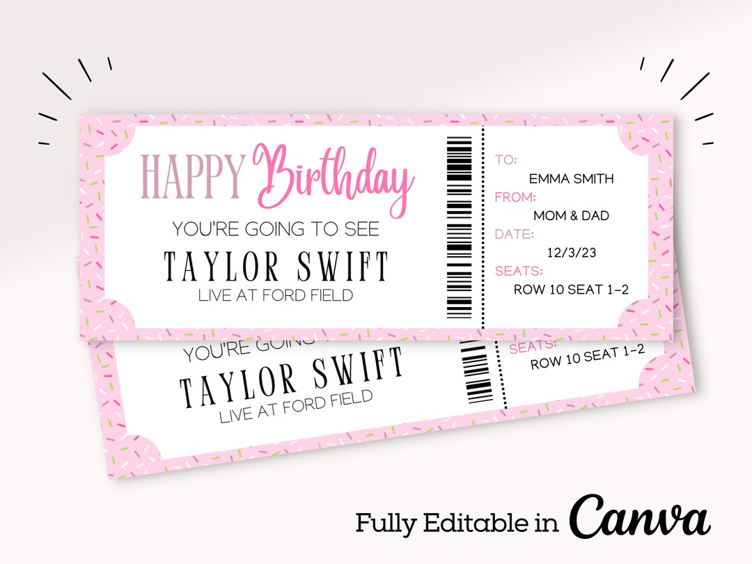 Pink Birthday Concert Ticket | Birthday Concert Ticket | Printable ...