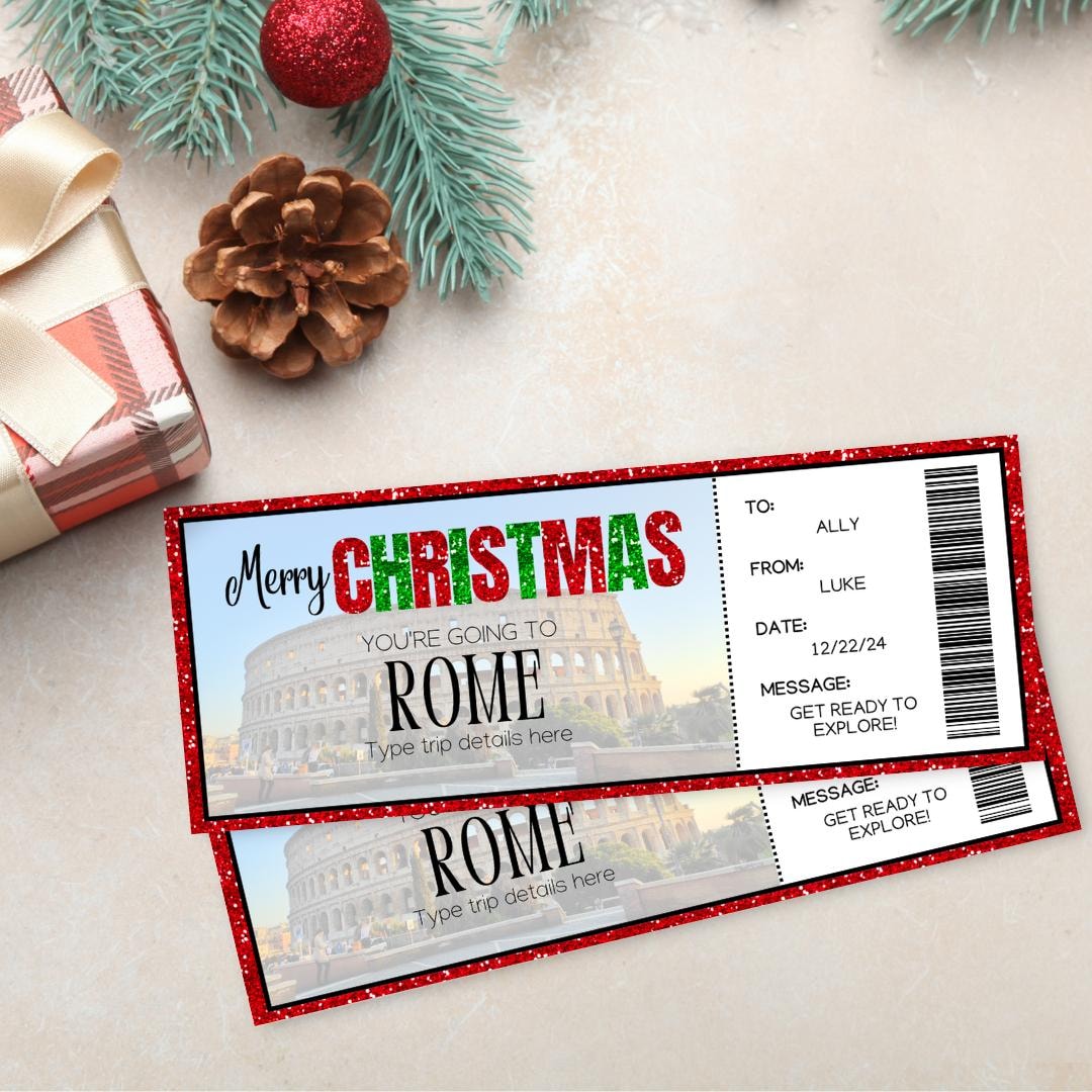 Christmas Rome Boarding Pass | Surprise Trip to Rome | Boarding Pass ...