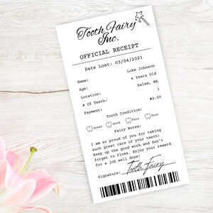 Fancy Tooth Fairy Receipt Template | Tooth Fairy Certificate | Lost ...