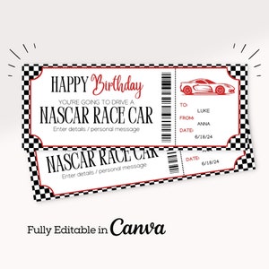 Birthday Racing Ticket Template | Race Car Track Experience Ticket Gift ...