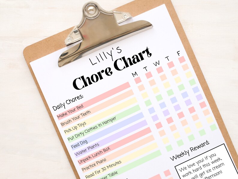 Rainbow Chore Chart for Kids Kids Chores Kids Chore Chart - Etsy