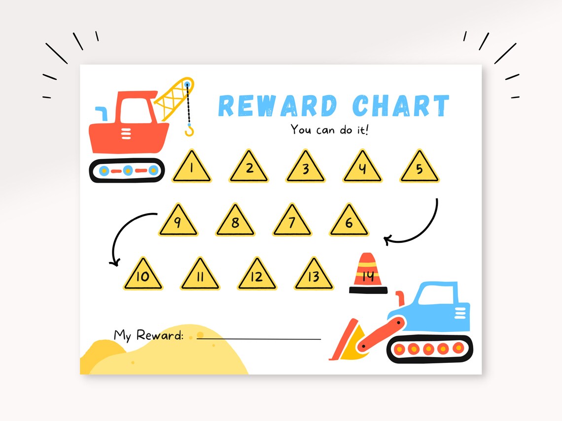 Printable Construction Reward Chart | Builder Kids Behavior Chart ...