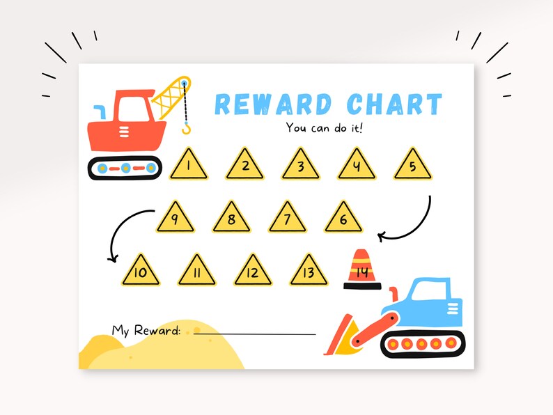 Printable Construction Reward Chart Builder Kids Behavior - Etsy