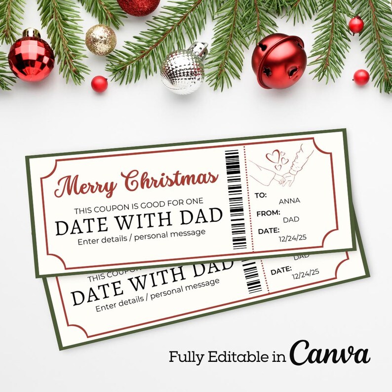 Christmas Date With Dad Ticket | Printable Christmas Coupon ...