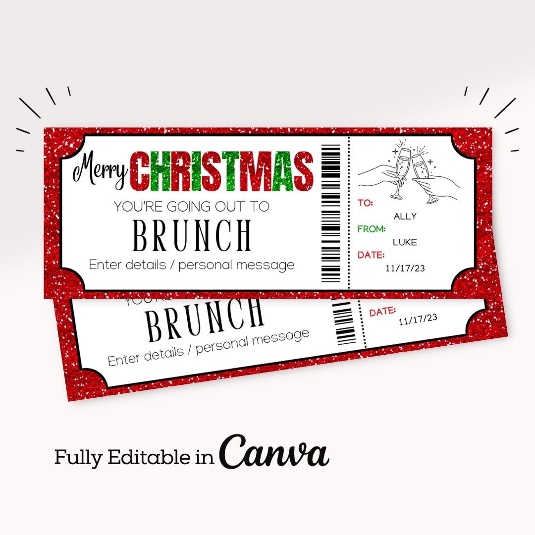 Christmas Brunch Gift Ticket | Brunch Invitation | Christmas Brunch ...
