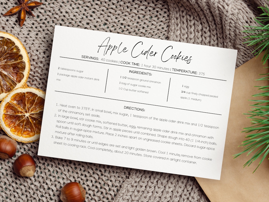Simple White Recipe Card Template | Simple Recipe Card | 6x4 Recipe ...