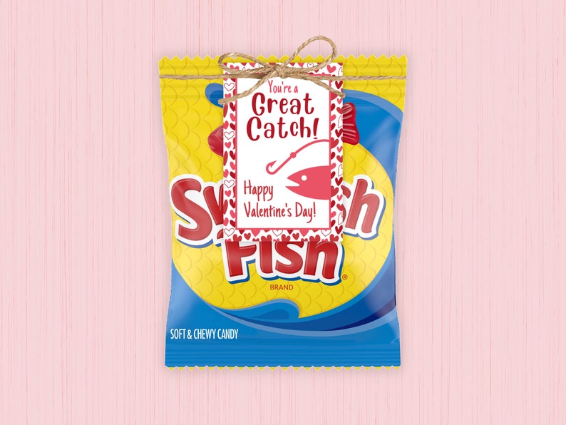 Fish Valentine's Day Printable Tag Party Tag Swedish - Etsy