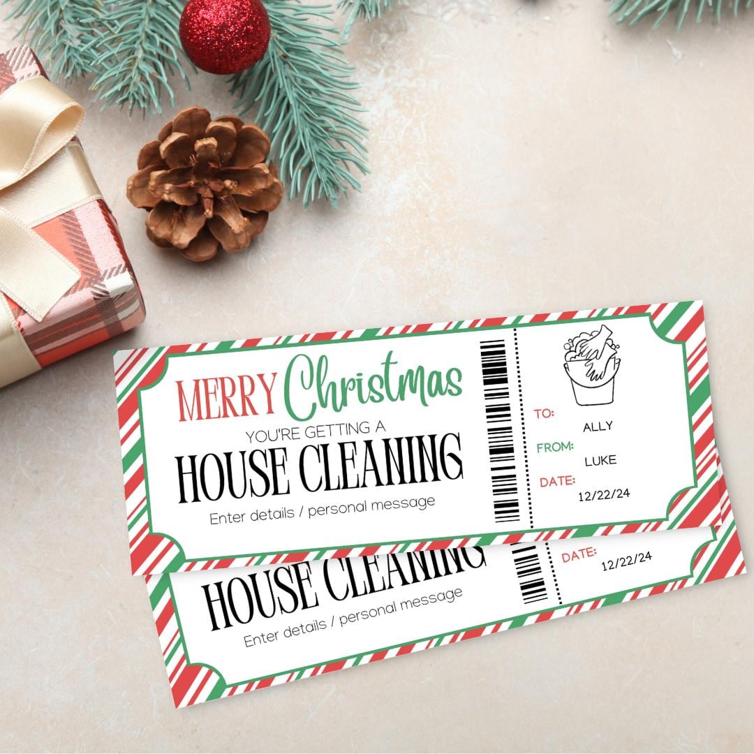 Christmas House Cleaning Ticket Voucher | Surprise House Cleaning ...