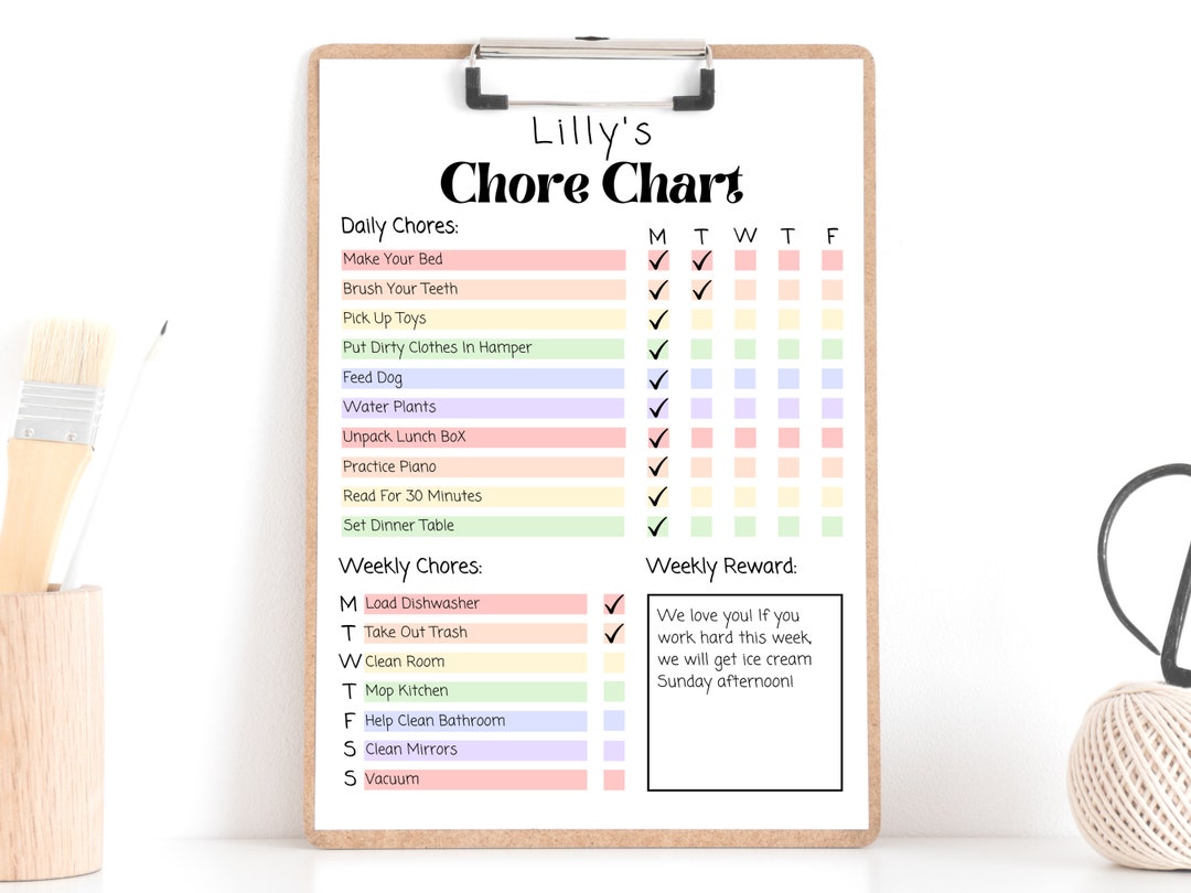 Rainbow Chore Chart for Kids | Kids Chores | Kids Chore Chart ...