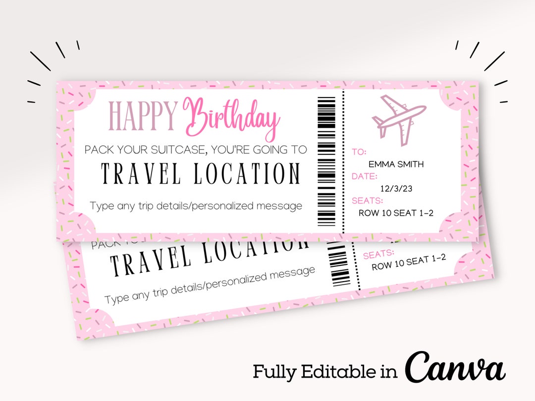Pink Printable Boarding Pass Template | Birthday Boarding Pass ...