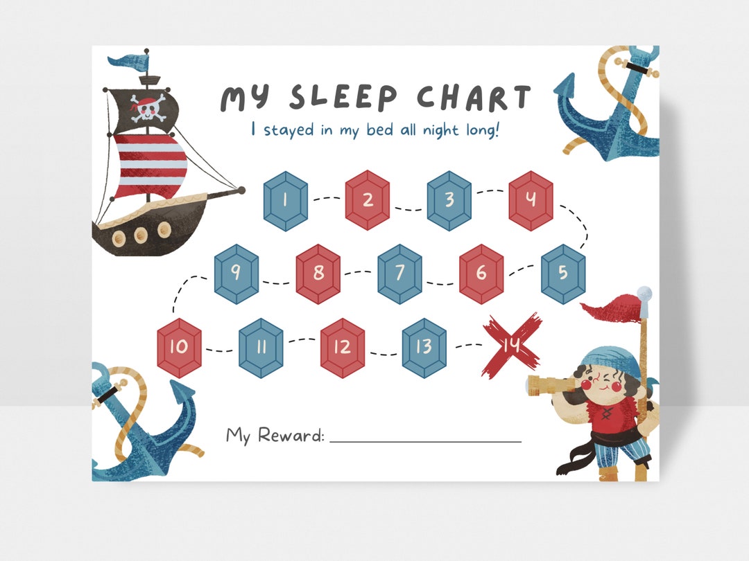 Pirate Sleep Reward Chart | Printable Behavior Chart | Kids Sleep Chart ...