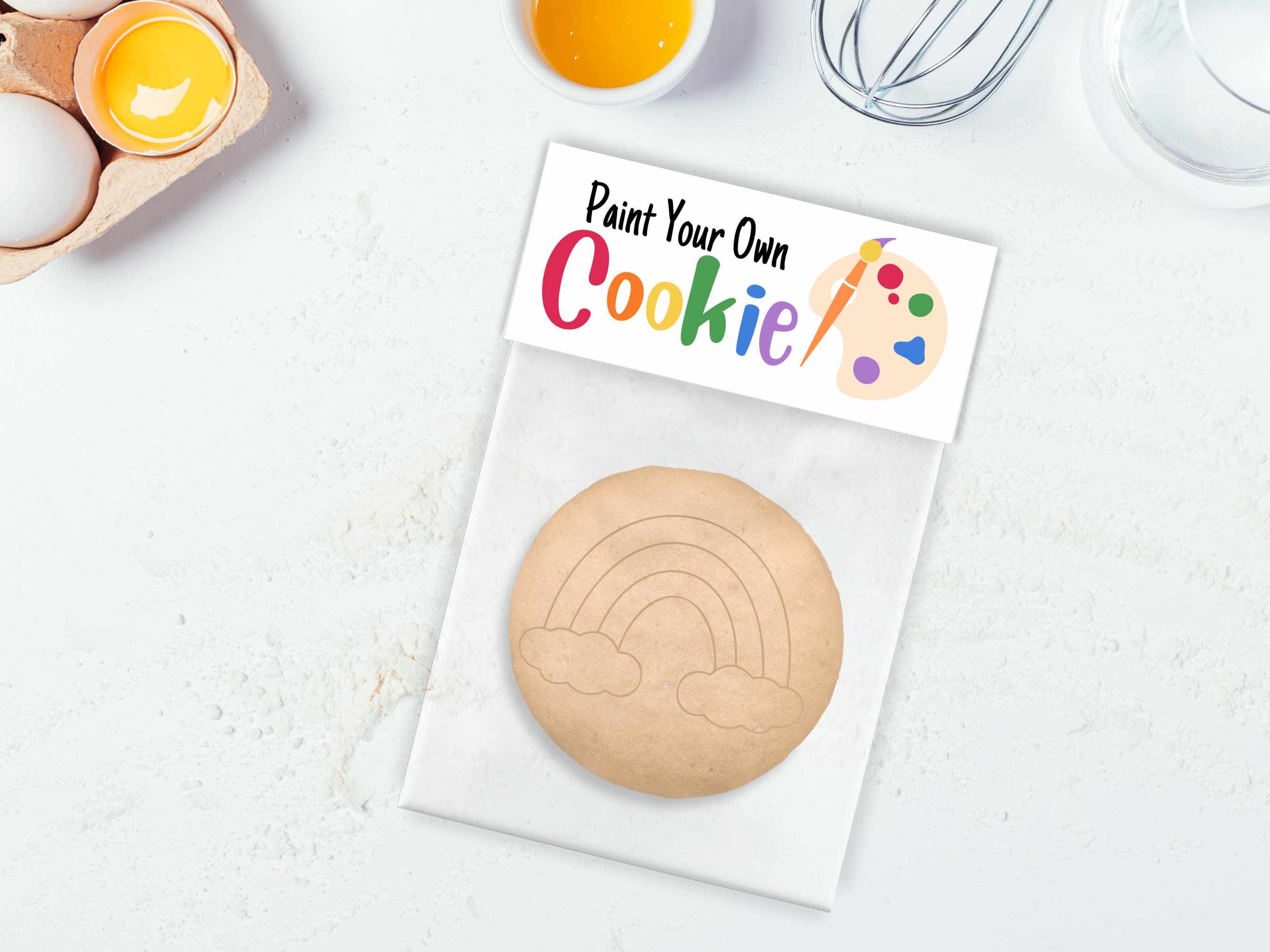 Rainbow Printable Paint Your Own Cookie Bag Topper | PYO Colorful ...