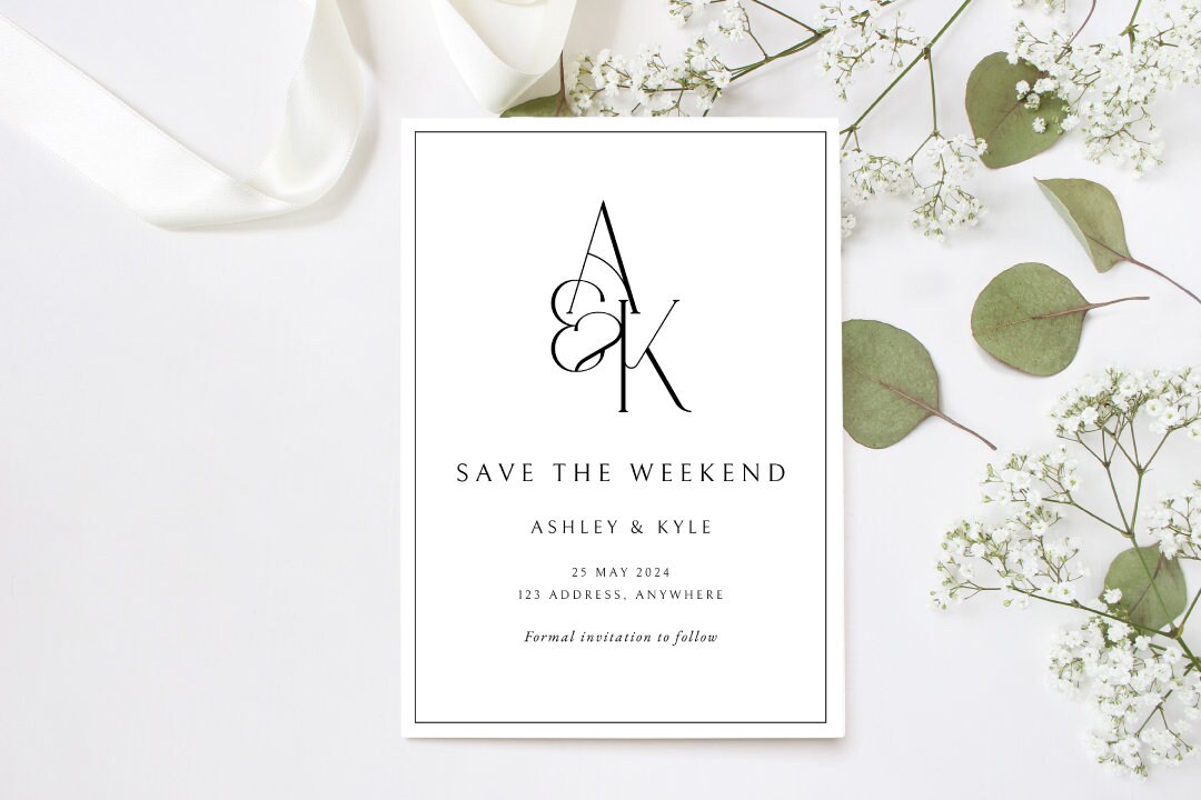 Modern and Minimalist Save the Weekend Wedding Invitation Digital ...